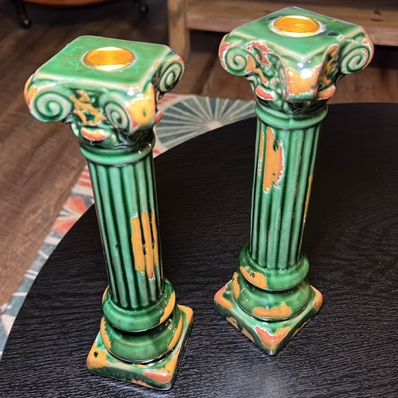 Vintage | Accents | 2 Vintage Greek Column Scroll Detail Red Clay ...